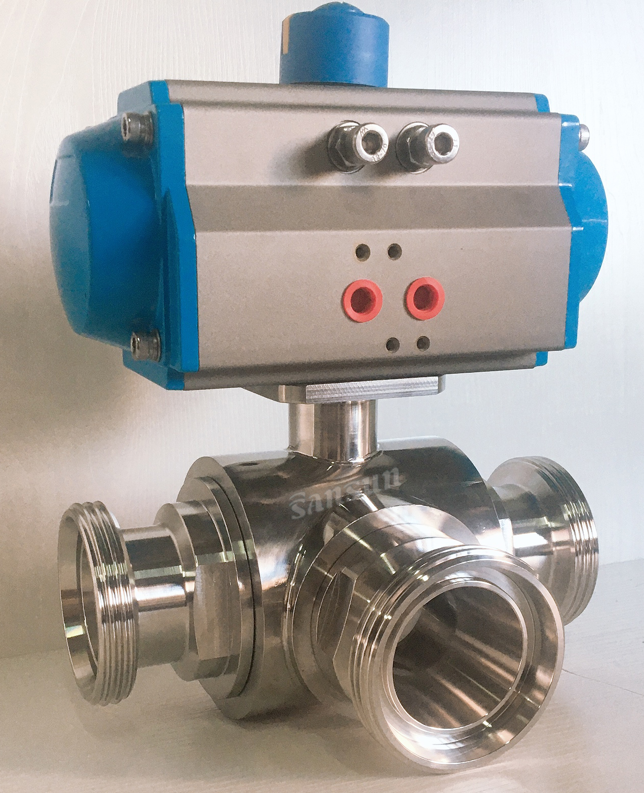 Sanitary Pneumatic Threaded Jacketed 3 Way Ball Valve T Port from China ...