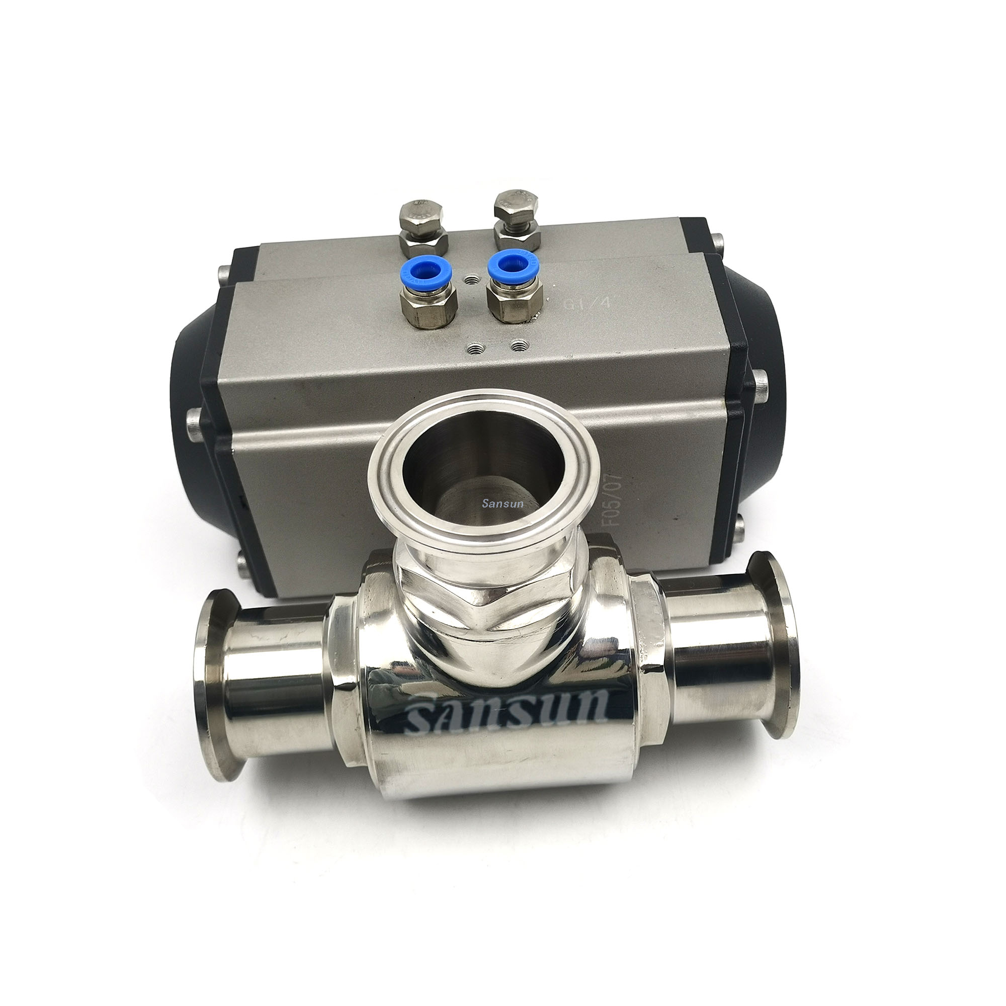 Sanitary Pneumatic tri clamp 3 Way Ball Valve from China manufacturer ...